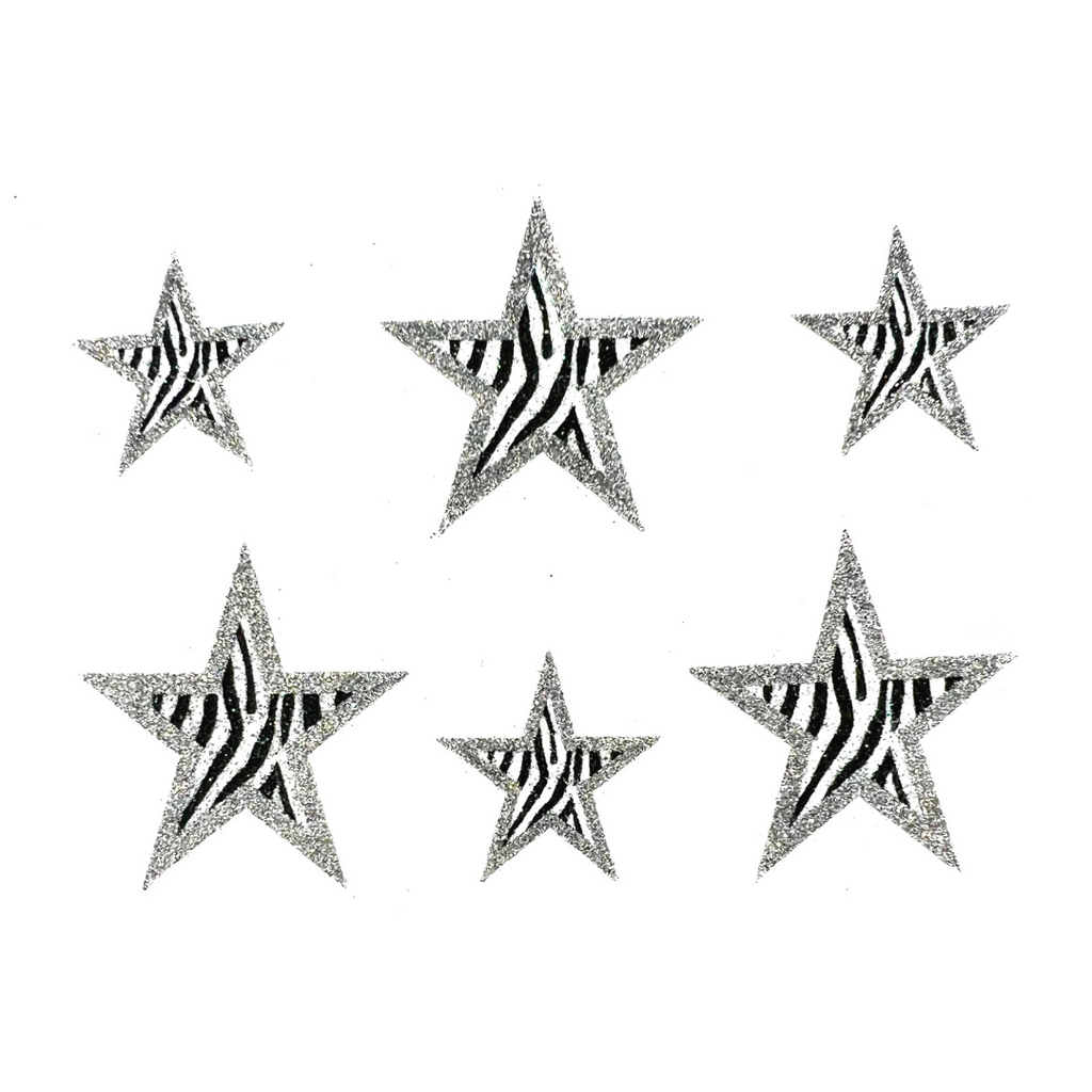 Pretty Girl Cosmetics | 6-Pack Zebra Star Stickers | Cheer and Dance Makeup